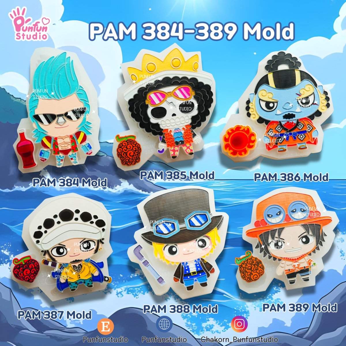 PAM 384, 385, 386, 387, 388, 389 Pirate Molds / Painting Anime Mold ...