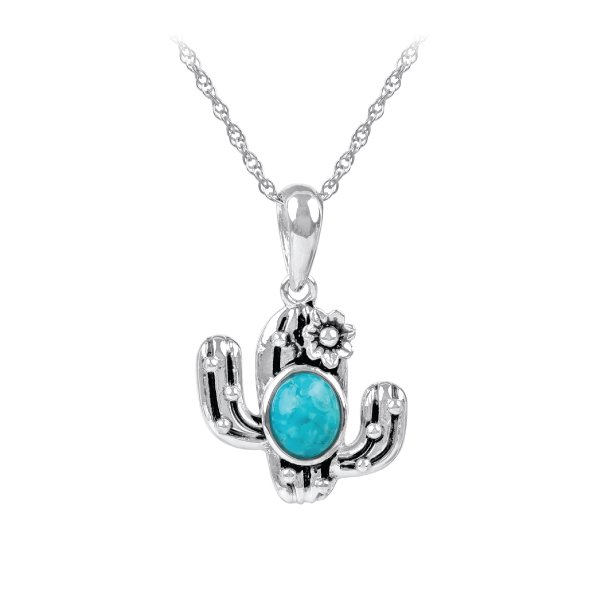 Sterling Silver Turquoise Cactus