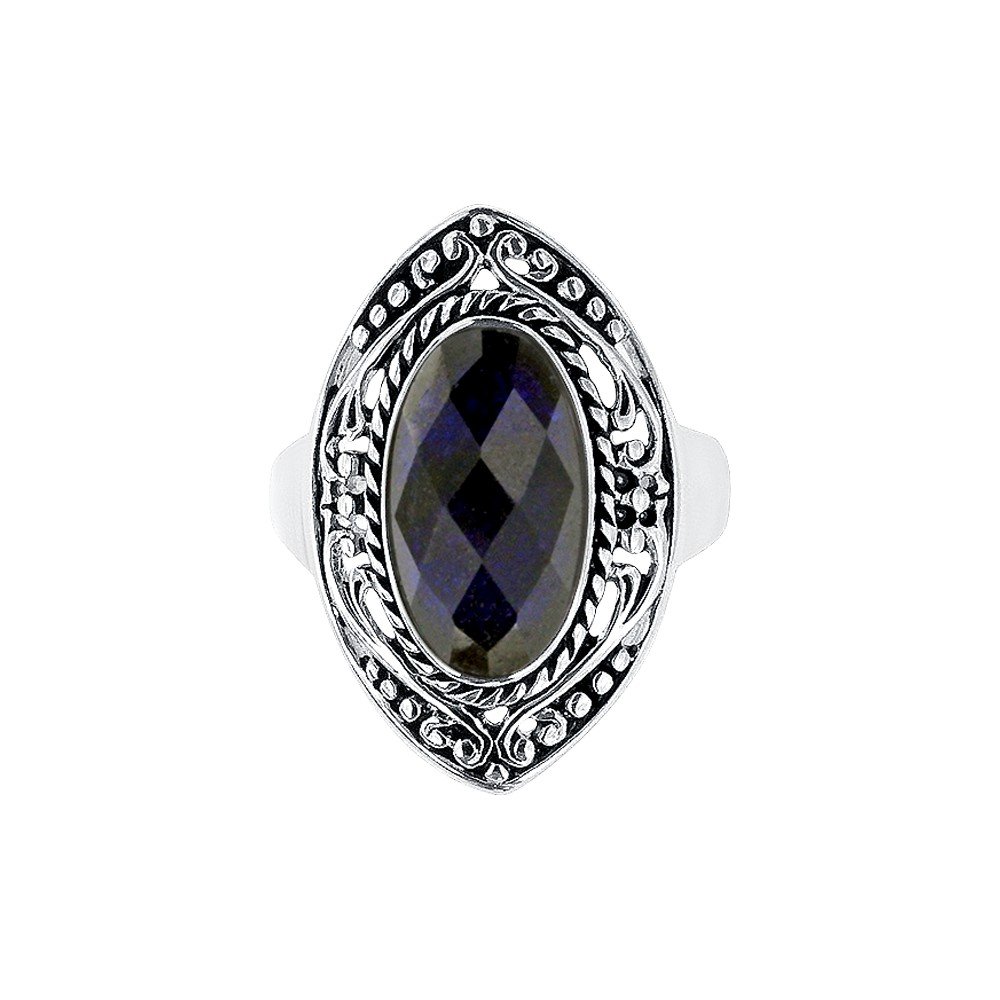 Sterling Silver Dyed Sapphire Blue Corundum Ring