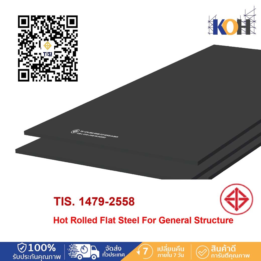 เหล็กแผ่น SS400 4'x8' หนา 9 มม. หนัก 210 กก. | KOH