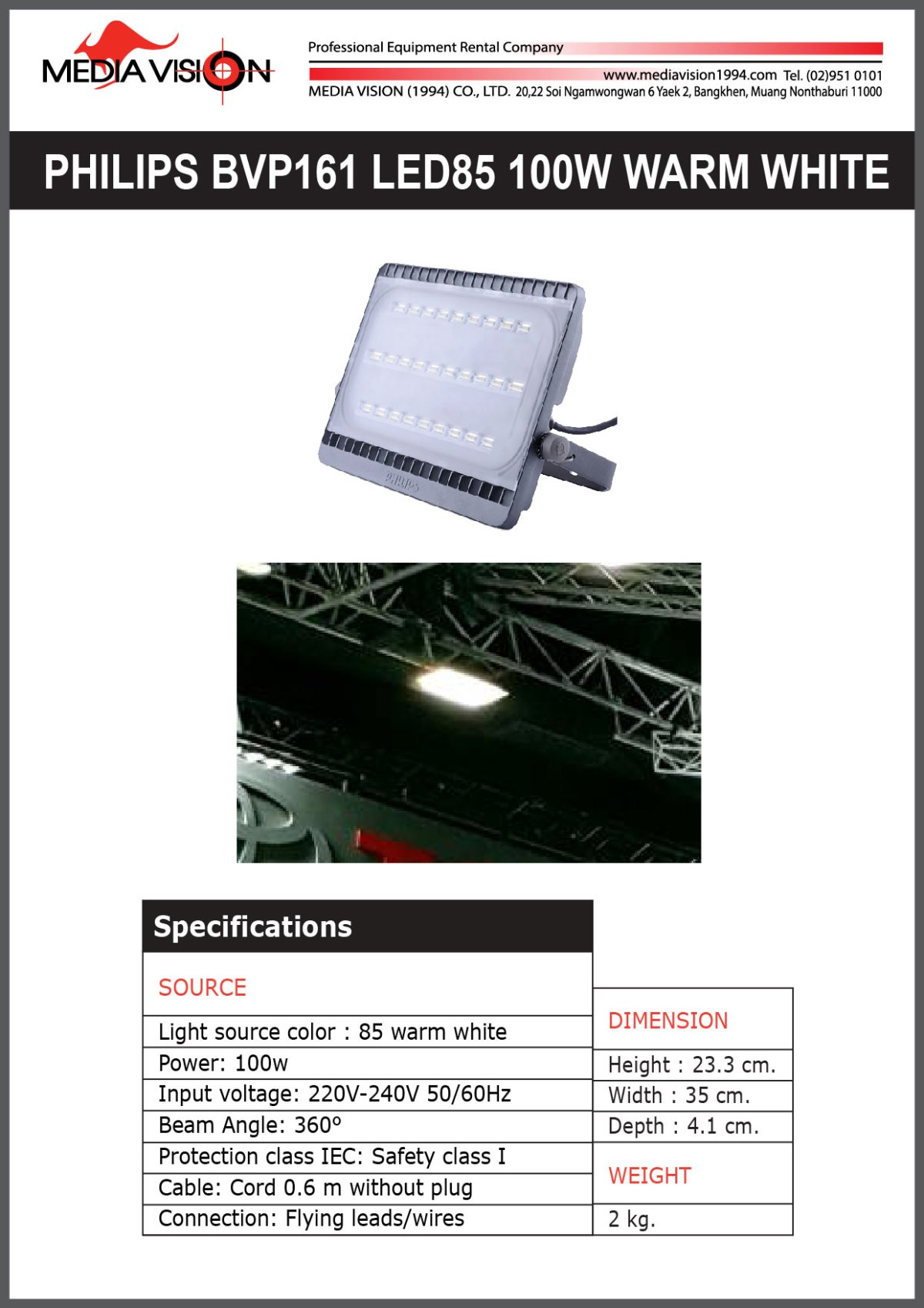 PHILIPS BVP161 LED85 100W WARM WHITE - mediavision1994