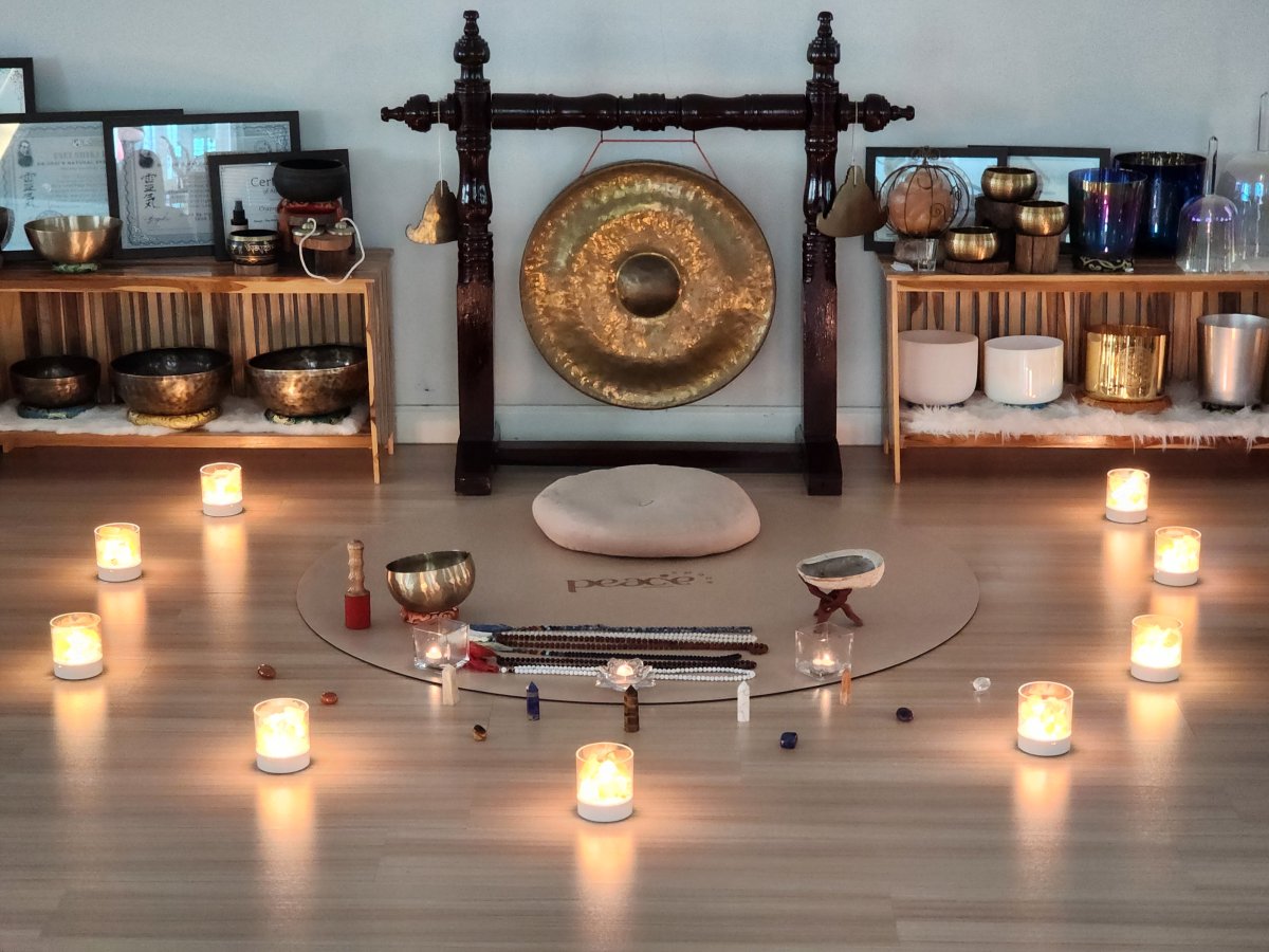 Peace Space yoga mats and sound healing at Satit Yoga.