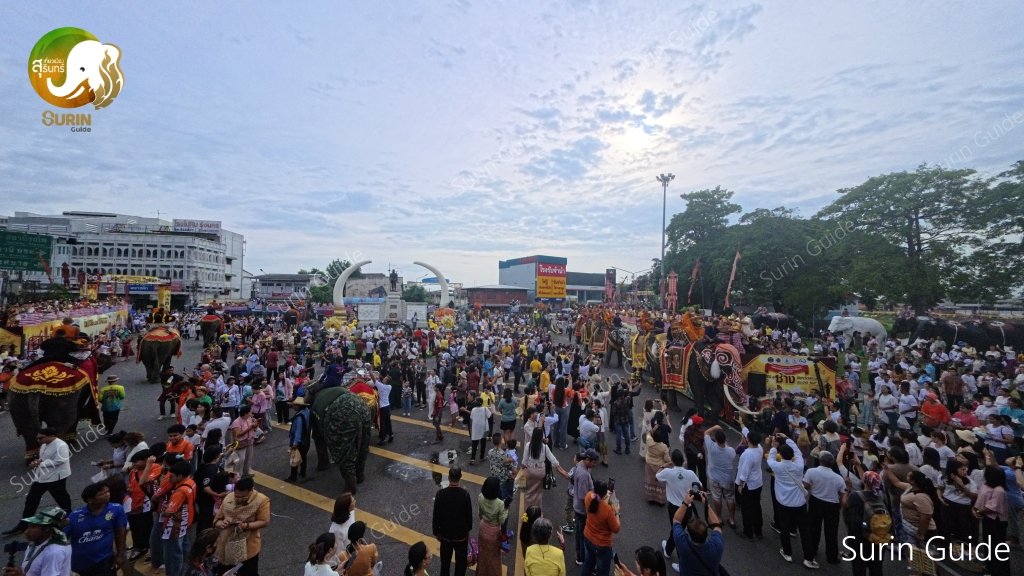 The Elephant-Back Alms Giving Ceremony Or Tak Bat Bon Lang Chang