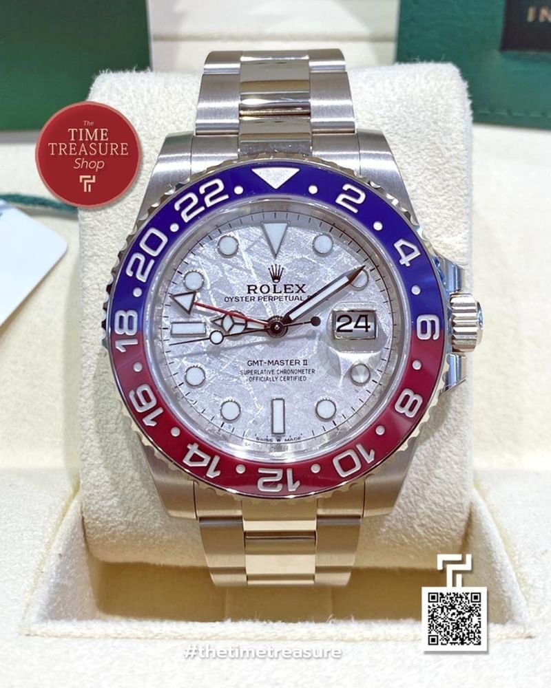 Rolex 126719BLRO GMT-Master II Pepsi Full White Gold Meteorite Dial ...