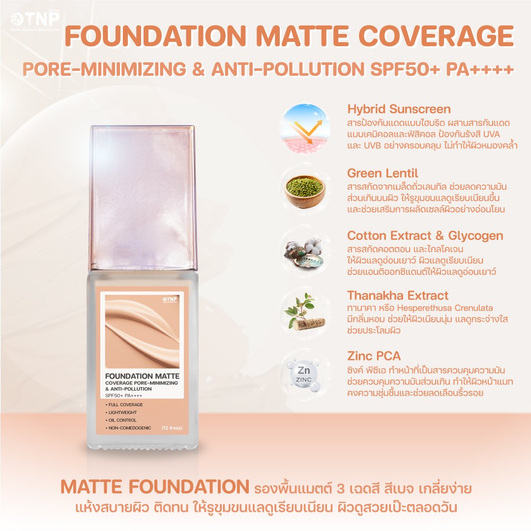 FOUNDATION MATTE COVERAGE PORE-MINIMIZING & ANTI-POLLUTION SPF50+ PA++++