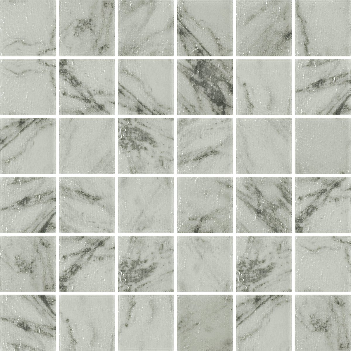 โมเสกแก้ว CYPRUS GREY(98) ขนาดเม็ด 48x48x4mm แผ่นละ 36 เม็ด บรรจุ 11 ...
