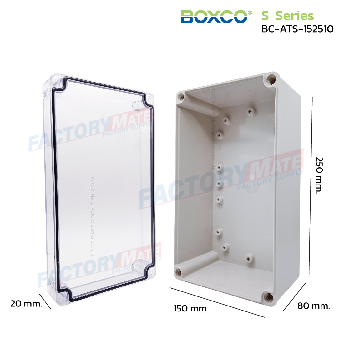 BC-ATS-152510 Boxco กล่องพลาสติกกันน้ำ/กันฝุ่น IP66/67(150x250x130mm.)