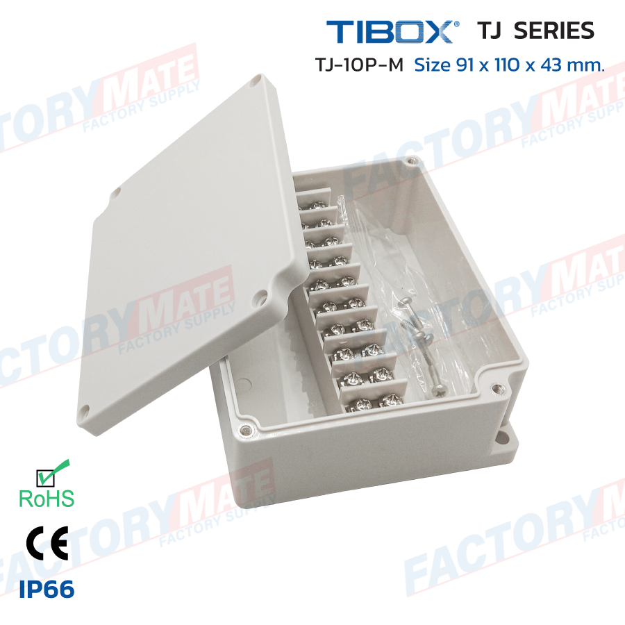TIBOX TJ-10P-M กล่องเทอร์มินอลพลาสติกกันน้ำIP66, Plastic Terminal Block ...