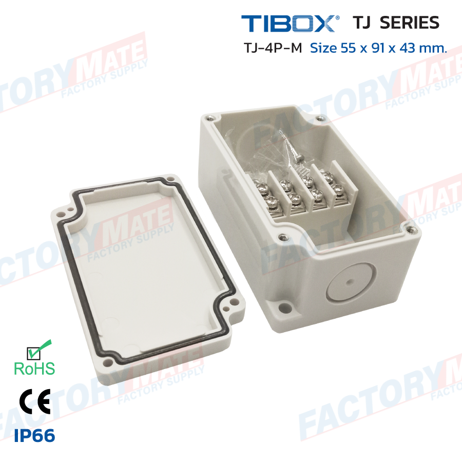 TIBOX TJ-4P-M กล่องเทอร์มินอลพลาสติกกันน้ำIP66, Plastic Terminal Block ...