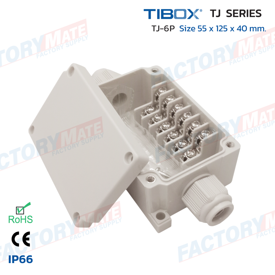 TIBOX TJ-6P กล่องเทอร์มินอลพลาสติกกันน้ำIP66, Plastic Terminal Block ...