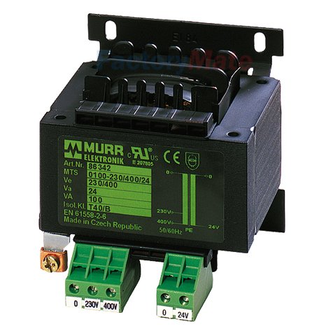 MTS 1-PHASE SAFETY TRANSFORMER P: 100-250VA IN: 230/400VAC OUT: 24VAC