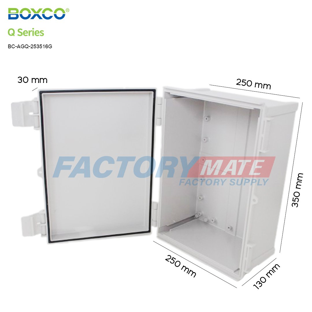 BC-AGQ-253516G | กล่องพลาสติกกันน้ำ/กันฝุ่นพร้อมเพลทพลาสติก
