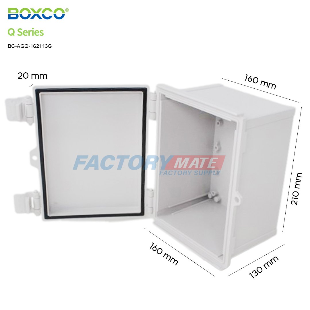 BC-AGQ-162113G | กล่องพลาสติกกันน้ำ/กันฝุ่นพร้อมเพลทพลาสติก