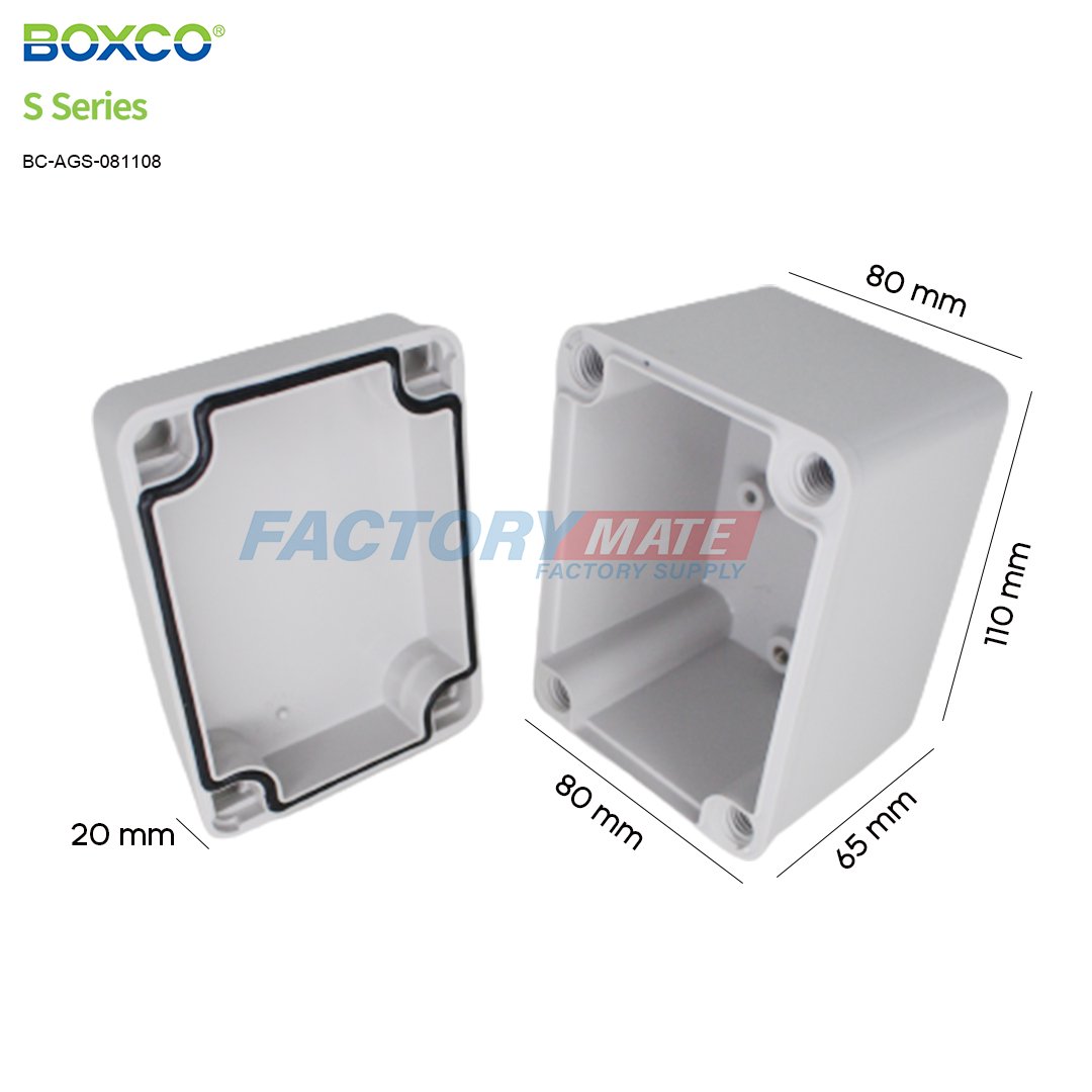 BC-AGS-081108 | กล่องพลาสติกกันน้ำ/กันฝุ่น ขนาด 80x110x85 mm - factorymate