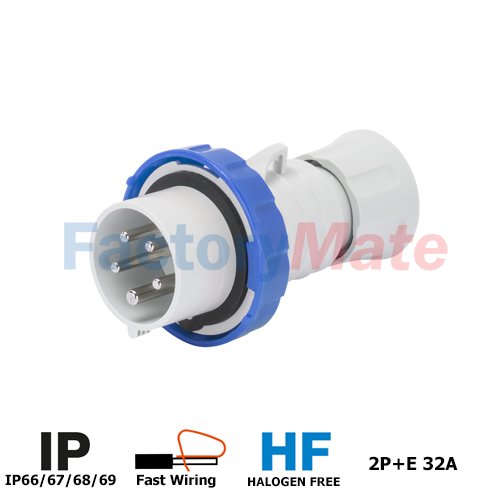 GW60037FH STRAIGHT PLUG HP - IP66/IP67/IP68/IP69 - 2P+E 32A 200-250V 50 ...