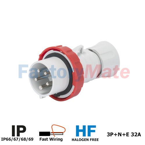 GW60042FH STRAIGHT PLUG HP - IP66/IP67/IP68/IP69 - 3P+N+E 32A 380-415V ...