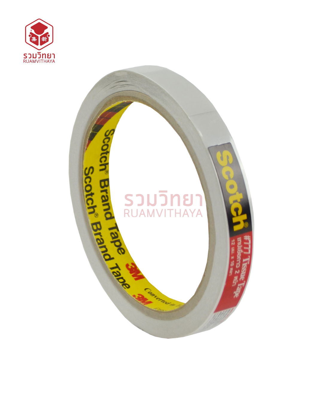 เทปกาว 2 หน้าบาง 3M 777 1/2 นิ้ว (12 มม.) แกนใหญ่