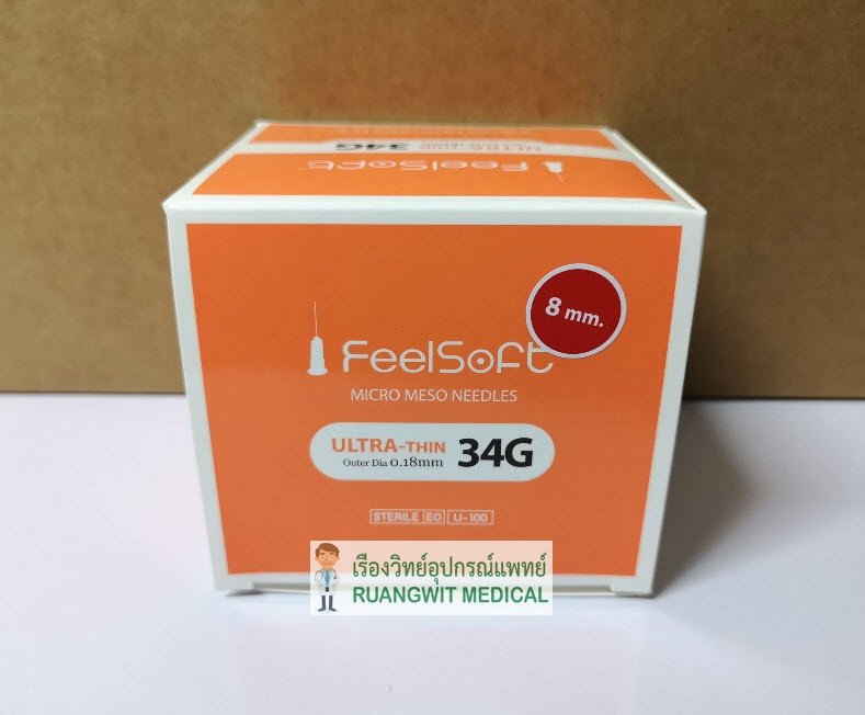 เข็ม FeelSoft Ultra Thin 34G x 8mm - ruangwitmedical