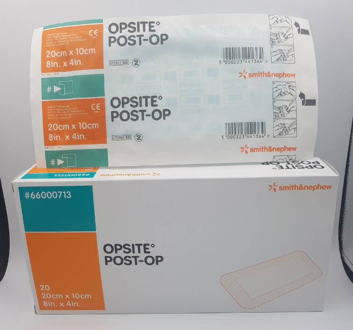 Opsite Post-OP 20x10 cm แผ่นเทปใสปิดแผลกันน้ำพร้อมแผ่นซับ