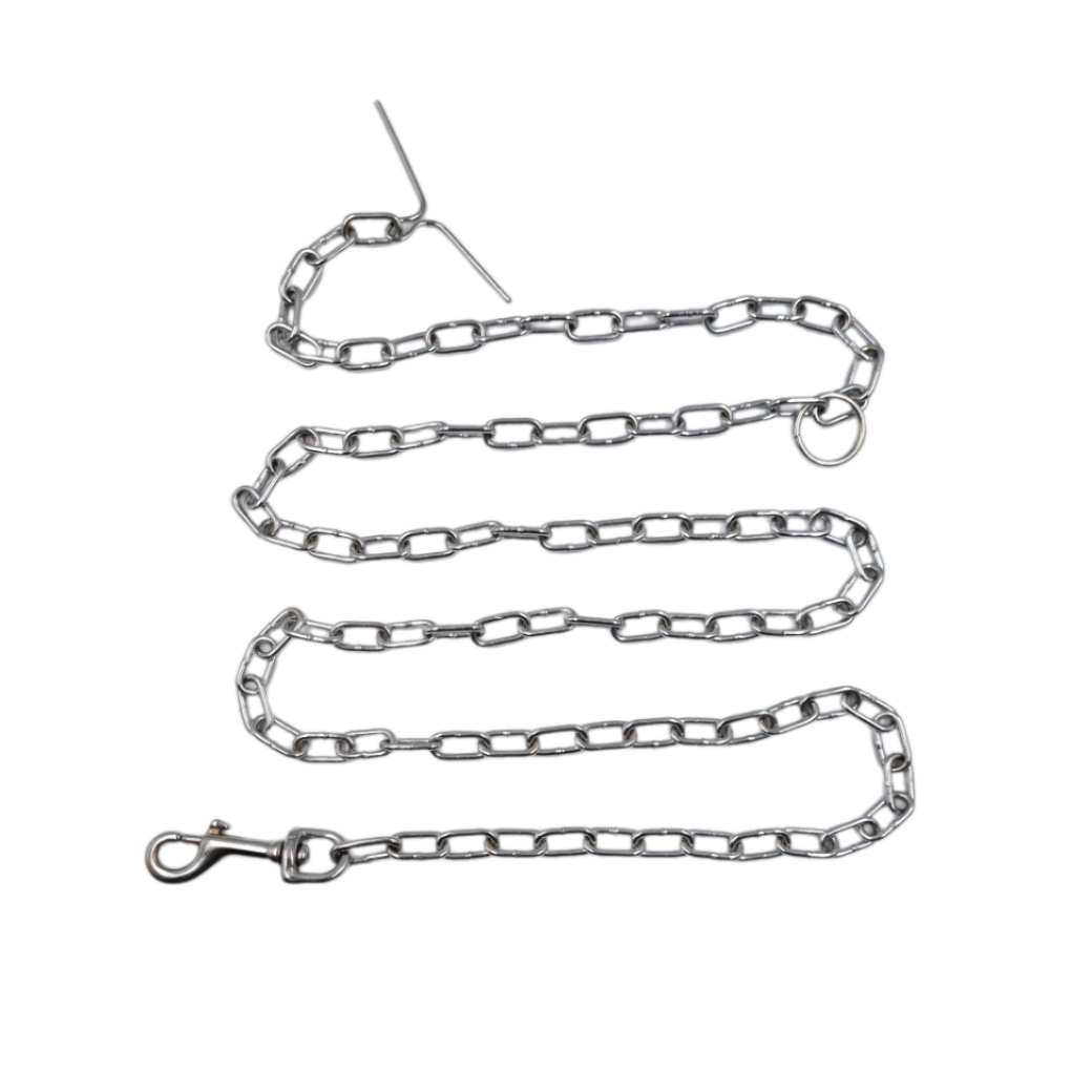 Straight Dog Link Chain (Chrome)+PBH 3.0 mm. x 6 ft. (1.80 m.)