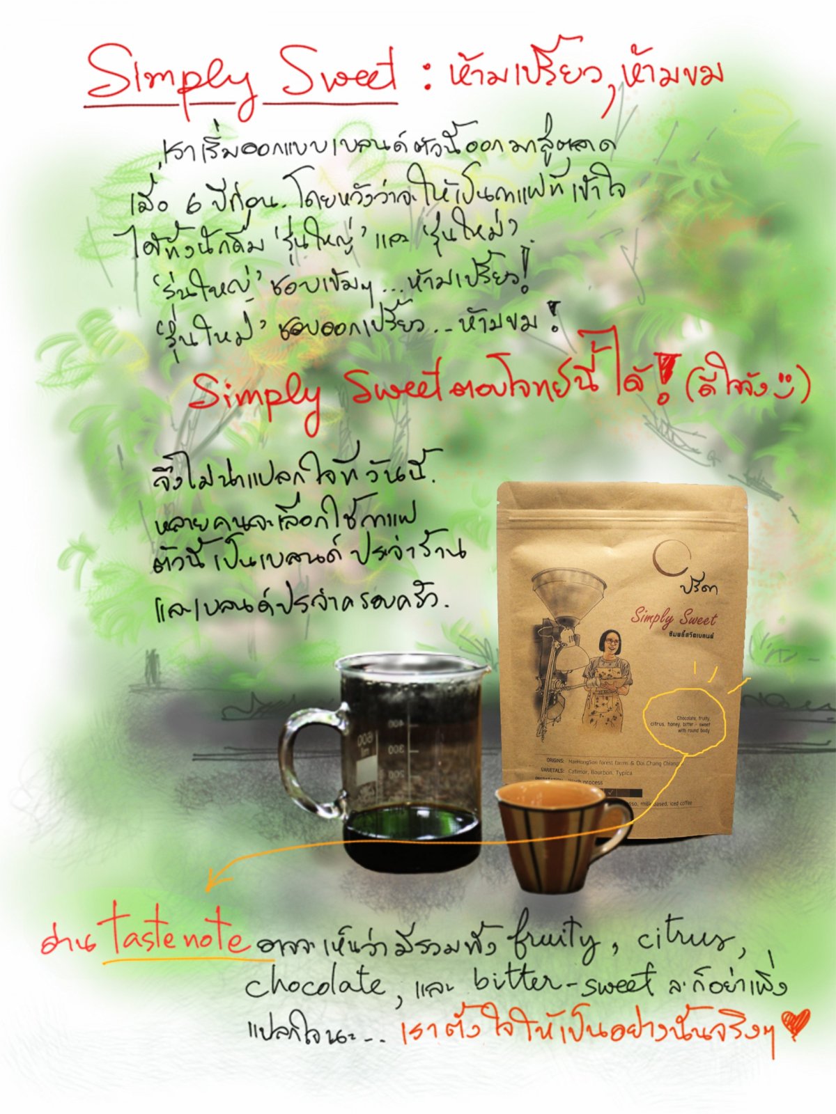 Simply Sweet กาแฟเบลนด์คั่วกลาง