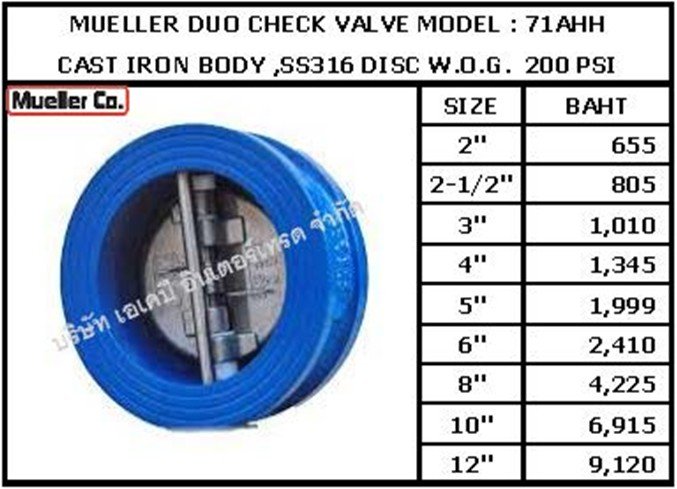 MUELLER DUO CHECK VALVE MODEL : 71AHH