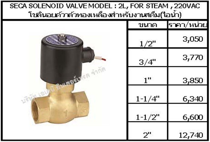 SECA'' SOLENOID VALVE MODEL : 2L, FOR STEAM , 220VAC
