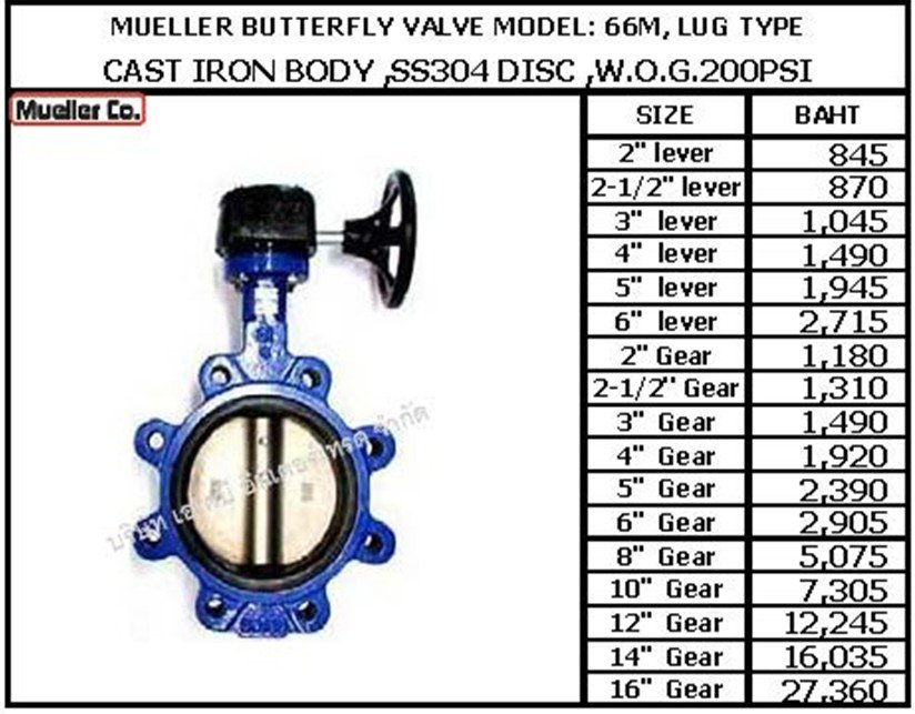 MUELLER BUTTERFLY VALVE MODEL: 66M , LUG TYPE