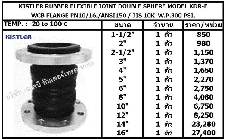 KISTLER RUBBER FLEXIBLE JOINT DOUBLE SPHERE MODEL KDR-E - akbintertrade