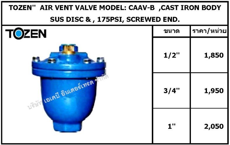 TOZEN'' AIR VENT VALVE MODEL: CAAV-B ,CAST IRON BODY