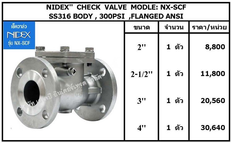 NIDEX'' CHECK VALVE MODLE: NX-SCF **มีสินค้า