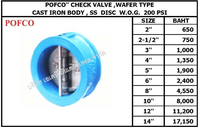 POFCO'' CHECK VALVE ,WAFER TYPE **มีสินค้า
