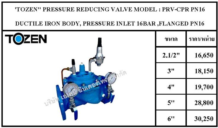 ''TOZEN'' PRESSURE REDUCING VALVE MODEL : PRV-CPR PN16
