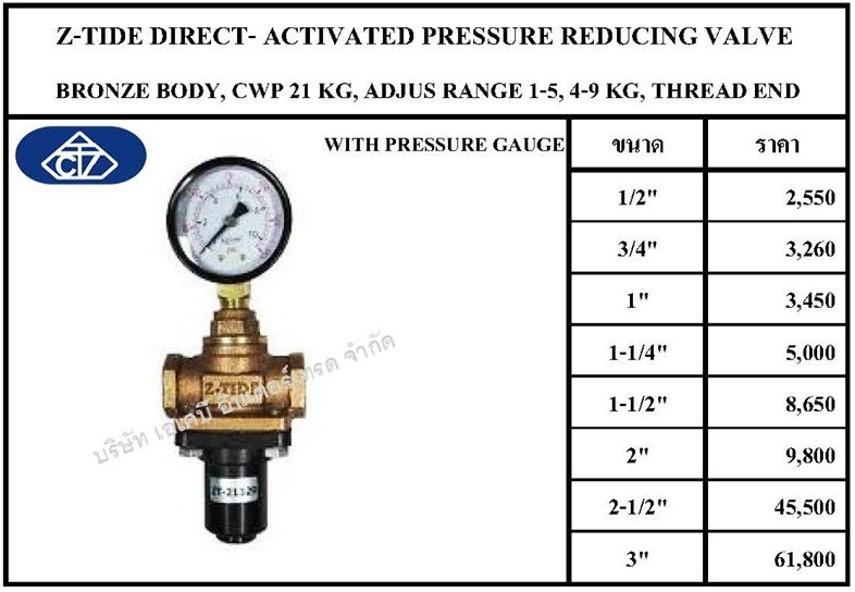 Z -TIDE DIRECT- ACTIVATED PRESSURE REDUCING VALVE *มีสินค้า
