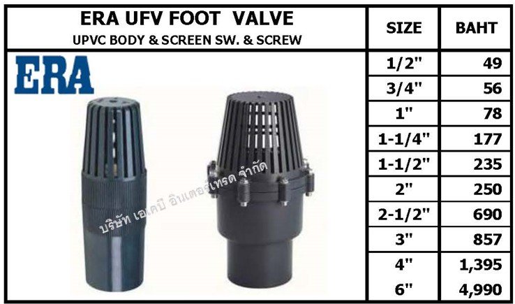 ERA FOOT VALVE แบบสวม UPVC BODY