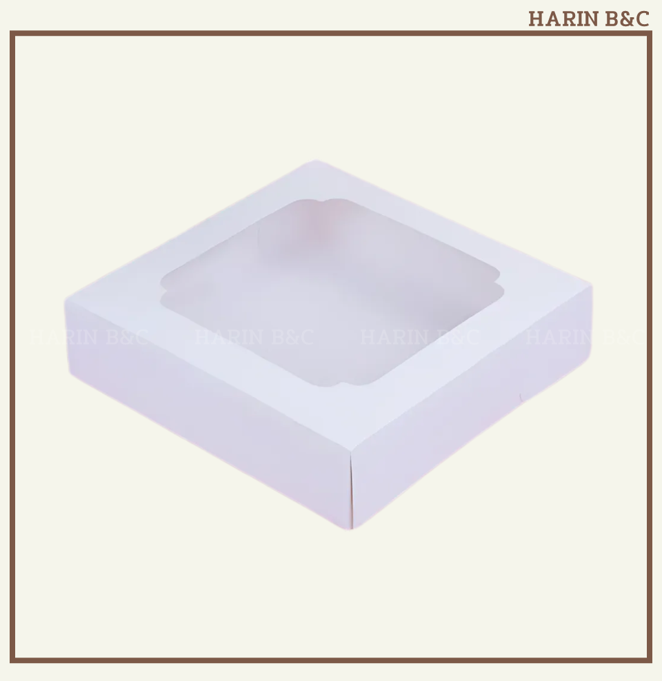 ล่องเค้ก 1ปอนด์ ทรงเตี้ย สีขาว 20ใบ - harinbnc