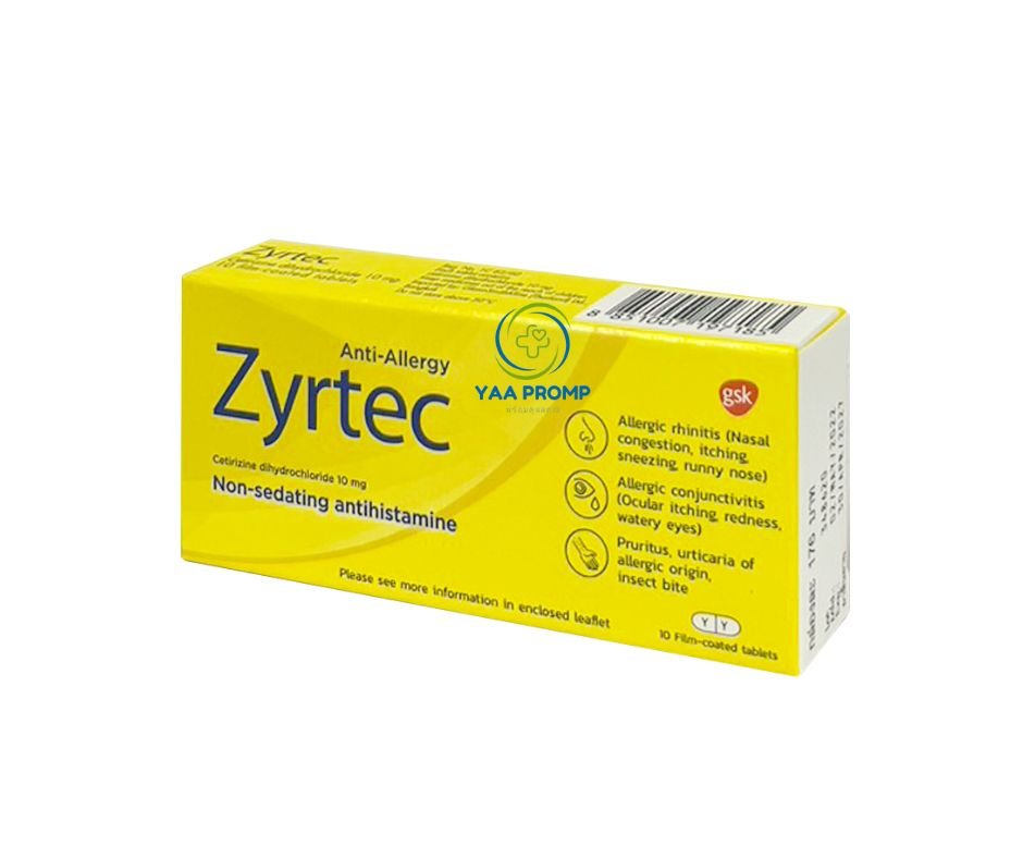 ZYRTEC ซีร์เทค ยาแก้แพ้ บรรเทาอาการภูมิแพ้ ผื่นคัน น้ำมูกไหล