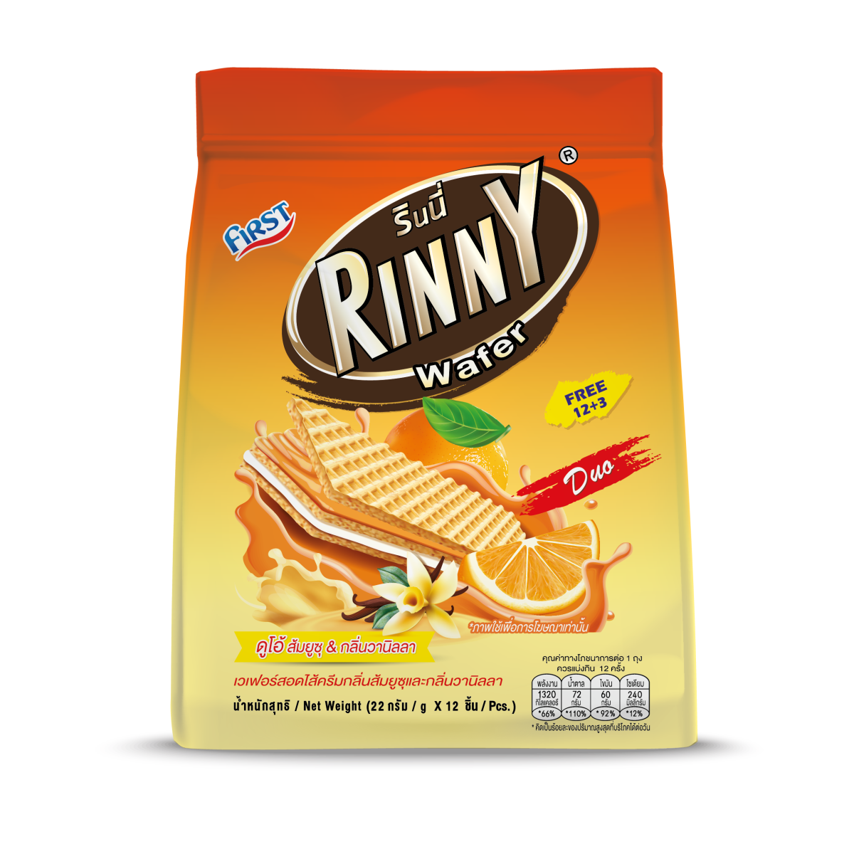 รินนี่ Rinny Wafer เวเฟอร์สอดไส้ครีมกลิ่นส้มยูซุและวานิลลา