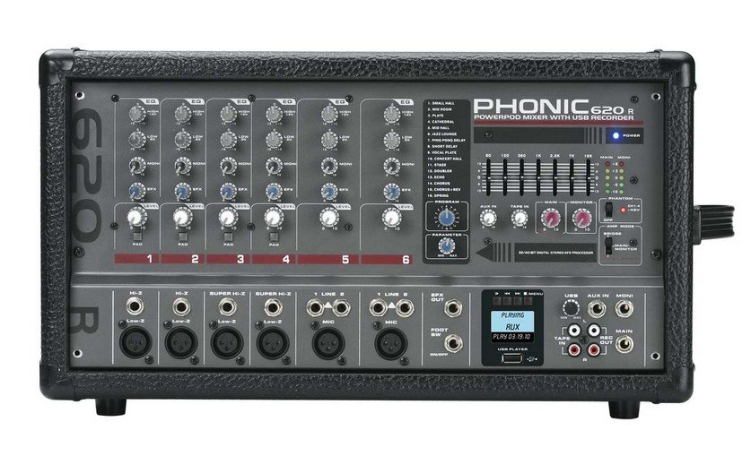 PHONIC POWERPOD 620R เพาเวอร์มิกเซอร์สเตอริโอ 6 ชาแนล บันทุกเสียง+เอฟ ...