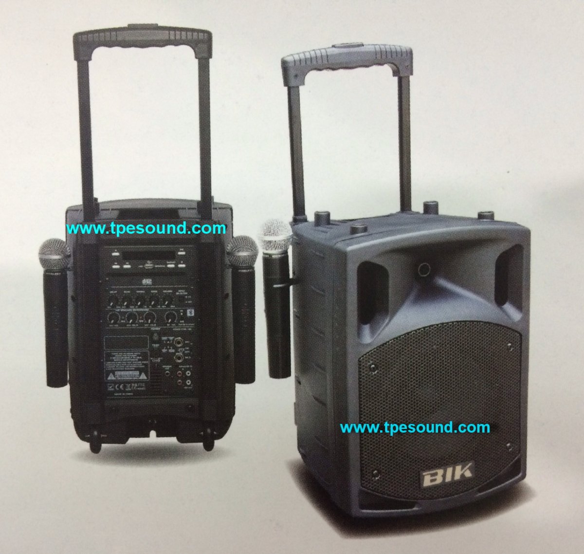 BIK SLC-8 ตู้ลำโพงเคลื่อนที่ 8 นิ้ว มีแอมป์ในตัว ไมค์ลอยคู่ DVD/USB ...