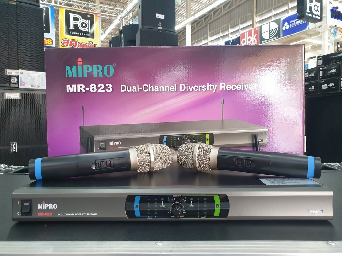 MIPRO MR-823 /MH-80/MH-80 ไมโครโฟนไร้สาย UHF ชนิดไมค์ถือคู่