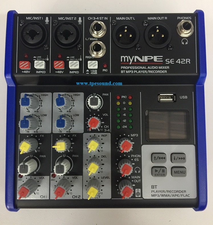myNPE SE-42R มิกเซอร์อนาลอก 4 ชาแนล ไมค์ 2 ช่อง พร้อมเอฟเฟคแท้ ราคาถูก ใช้งานง่าย