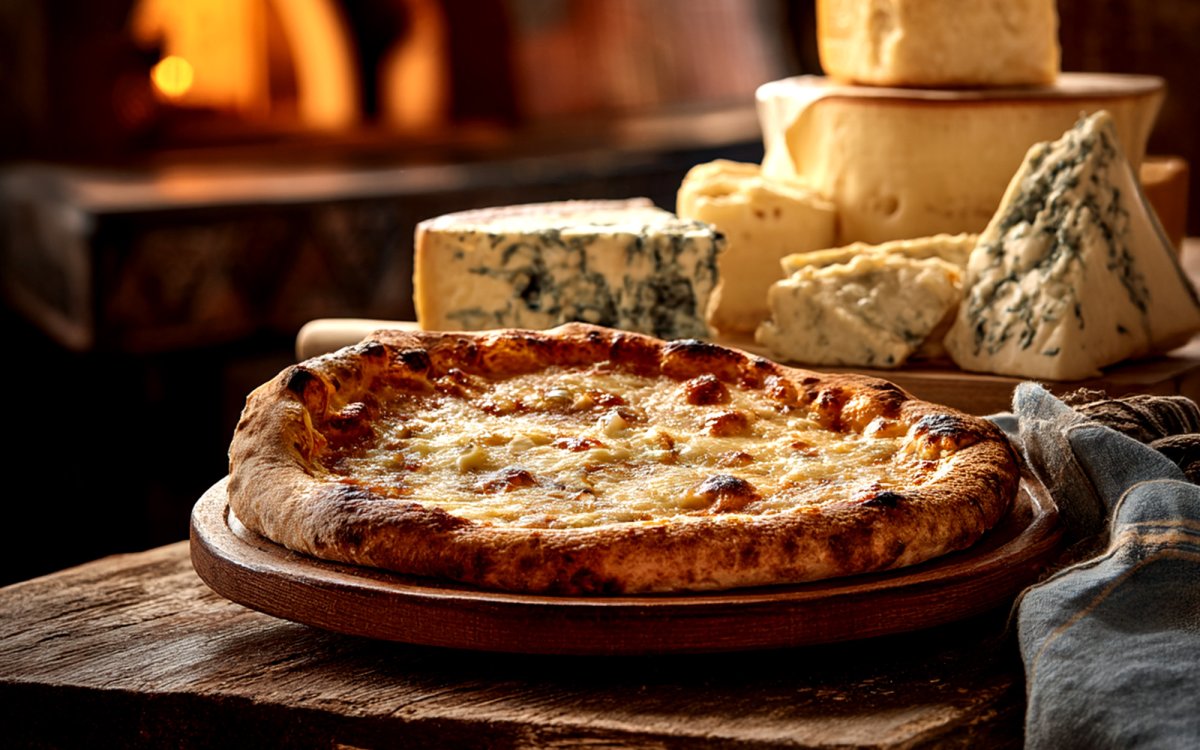 Pizza Quattro Formaggi พิซซ่าหน้าชีส 4 ชนิดสไตล์อิตาลี