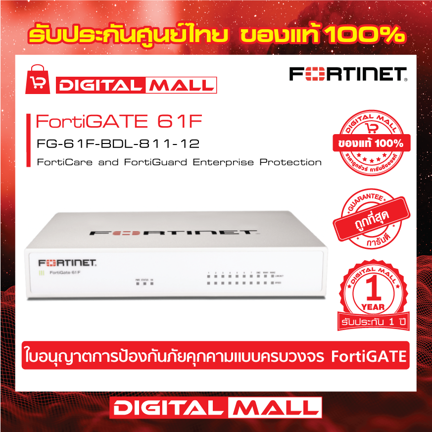 FORTINET FortiGATE 61F FG-61F-BDL-811-12 (Firewall) รับประกัน 1 ปี ...