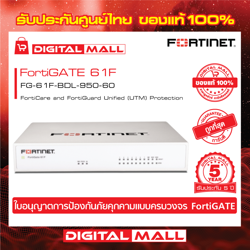 FORTINET FortiGATE 61F FG-61F-BDL-950-60 (Firewall) รับประกัน 5 ปี ...