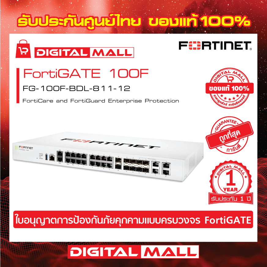 FORTINET FortiGate 100F FG-100F-BDL-811-12 (Firewall) รับประกัน 1 ปี ...