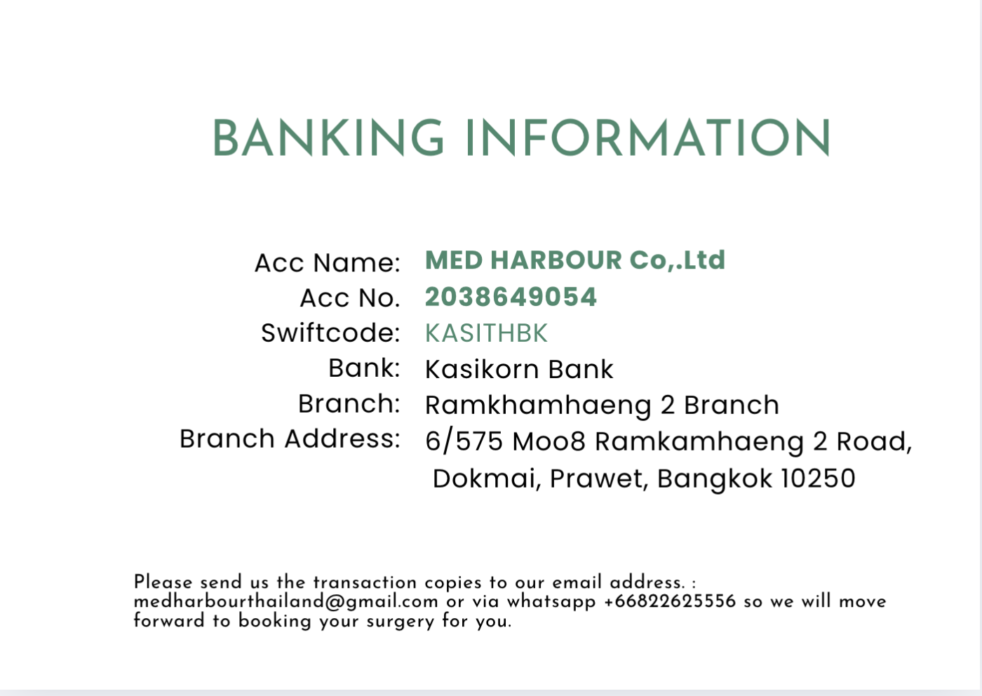 Reservation - MedHarbour Thailand's #1 Plastic Surgery & Wellness Center