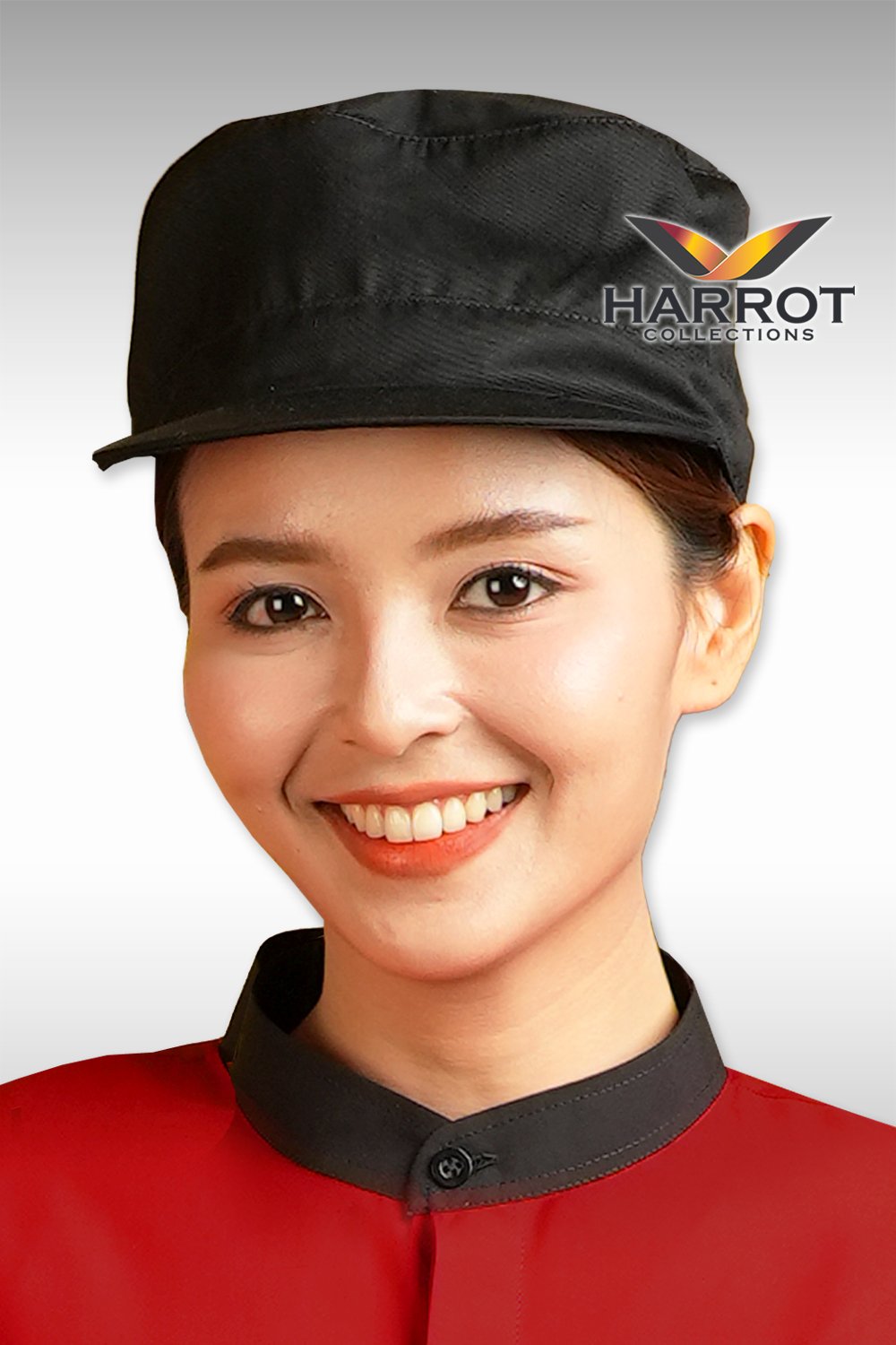 หมวกเชฟ หมวกแก๊ป มารีน สีดำ (FSC1502) - harrot