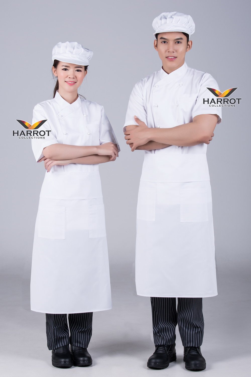 Stud Buttons White Chef Jacket - harrot