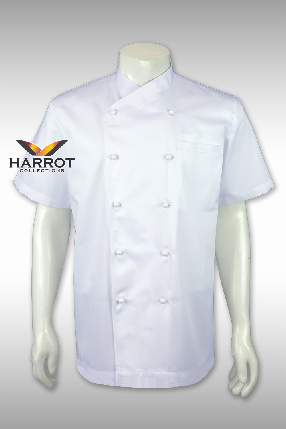 Stud Buttons White Chef Jacket - harrot